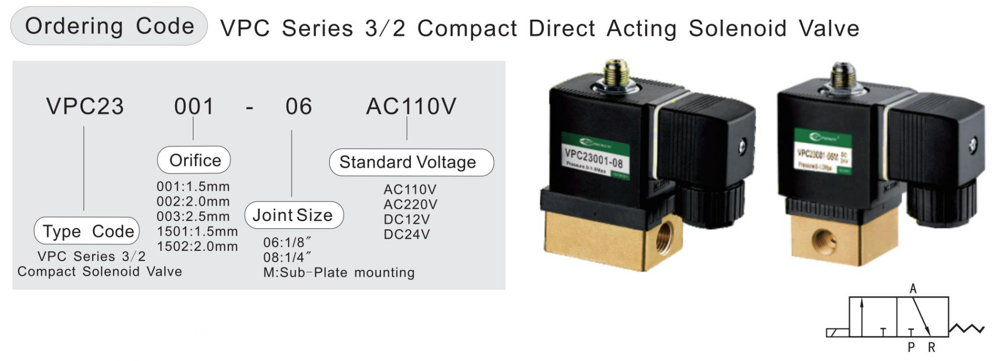 VPC Series 3/2way Compact Direct Acting Solenoid Valve - Buy valve ...