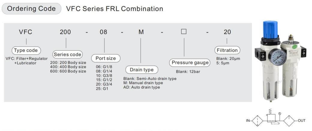 VFC Series FRL Combinations - Buy pneumatic filter regulator, filter ...