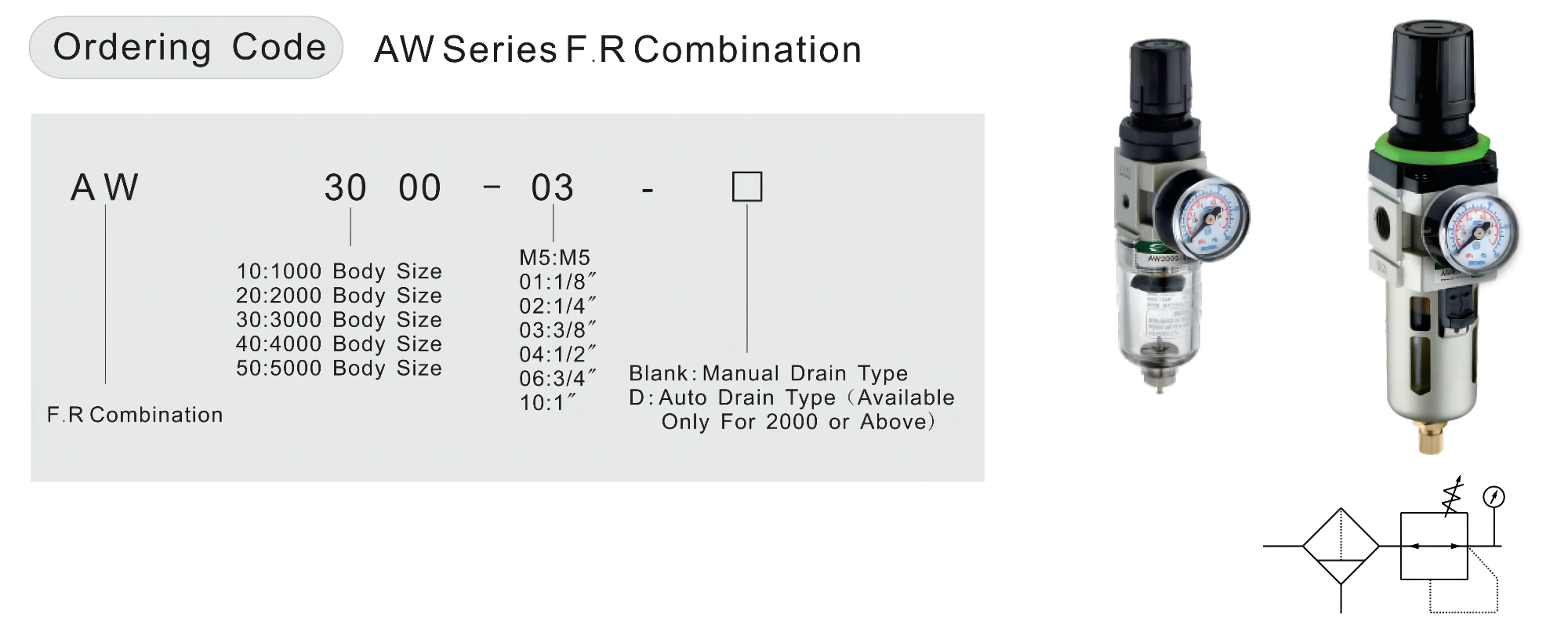 AW Series Filter Regulator Combination - Buy air filter regulator ...